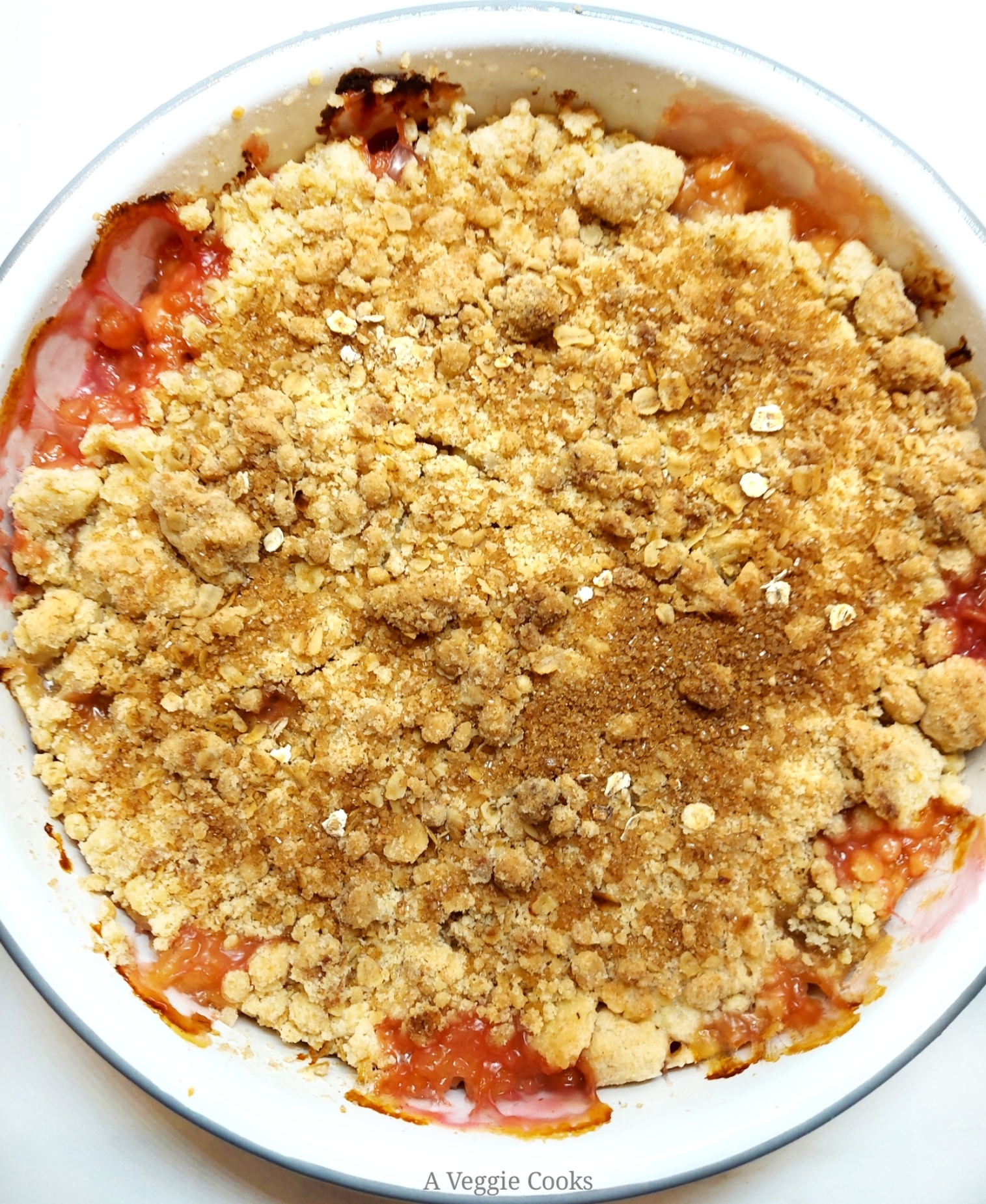 Rhubarb Crumble - A Veggie Cooks