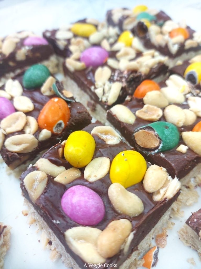 Vegan Peanut and Chocolate Bars - A Veggie Cooks